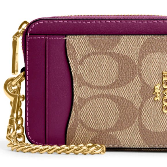 Coach | Bags | Coach Zip Card Case With Chain Nwt Price Firm | Poshmark